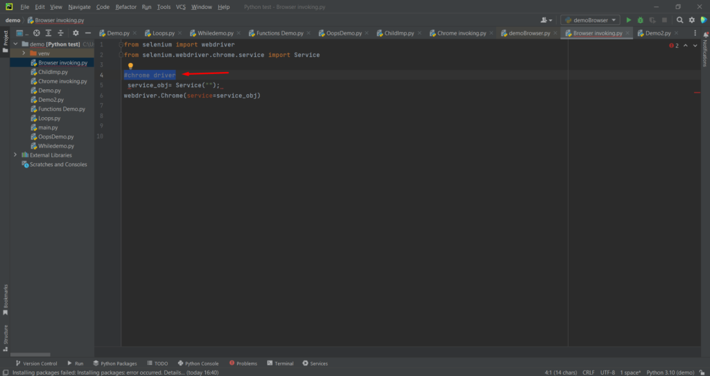 Selenium Python: Invoke Chrome Browser & Load Site to Automate