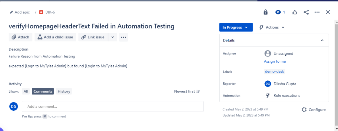 Selenium Integration With JIRA | Raise a Bug In Jira by Selenium - DS