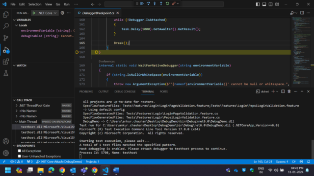How to Debug .NET C# Specflow Project in VS Code? - DS